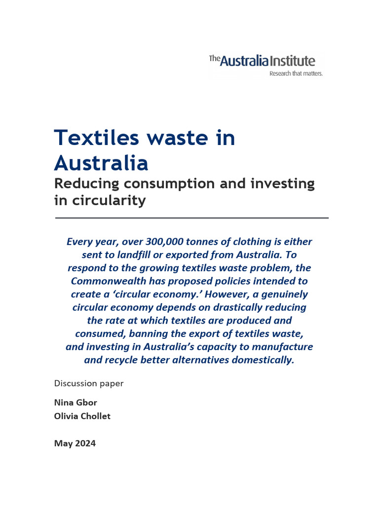 Textiles Waste and Circular Economy in Australia | PDF | Recycling | Waste