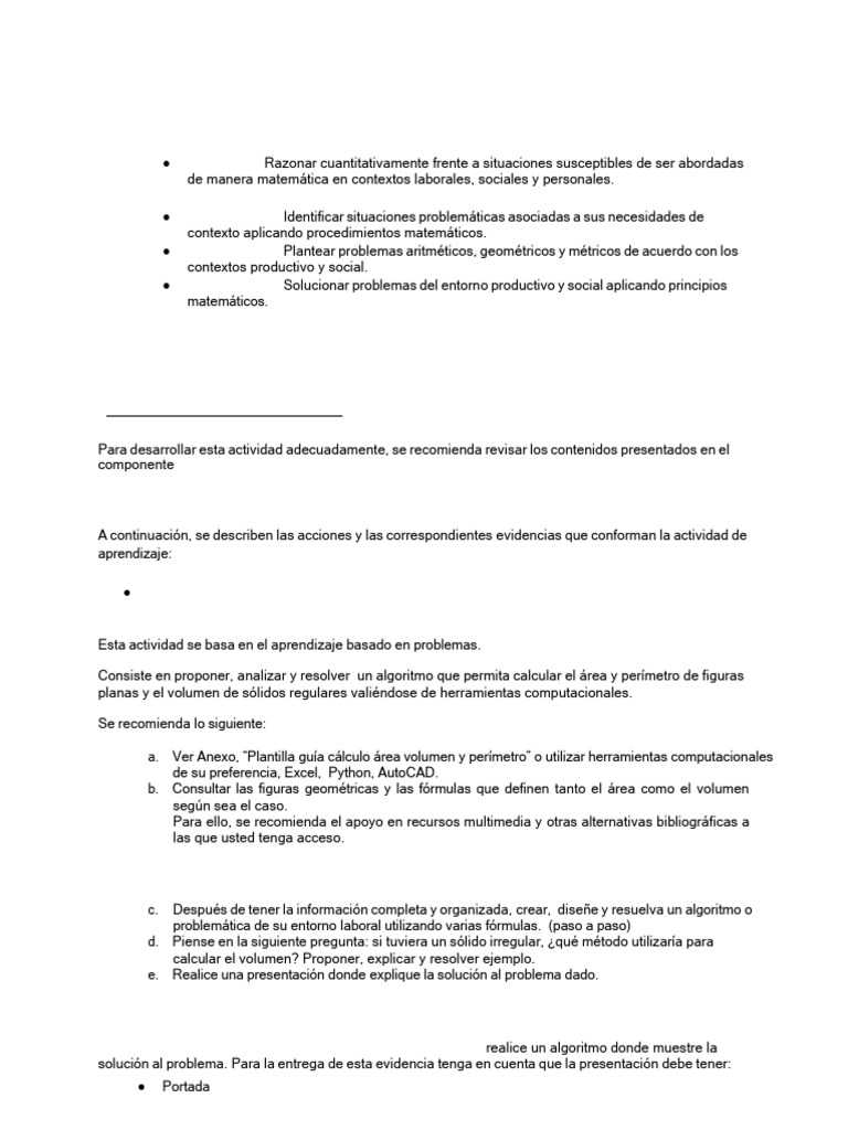 Documento Guia Algoritmo | PDF | Algoritmos | Volumen