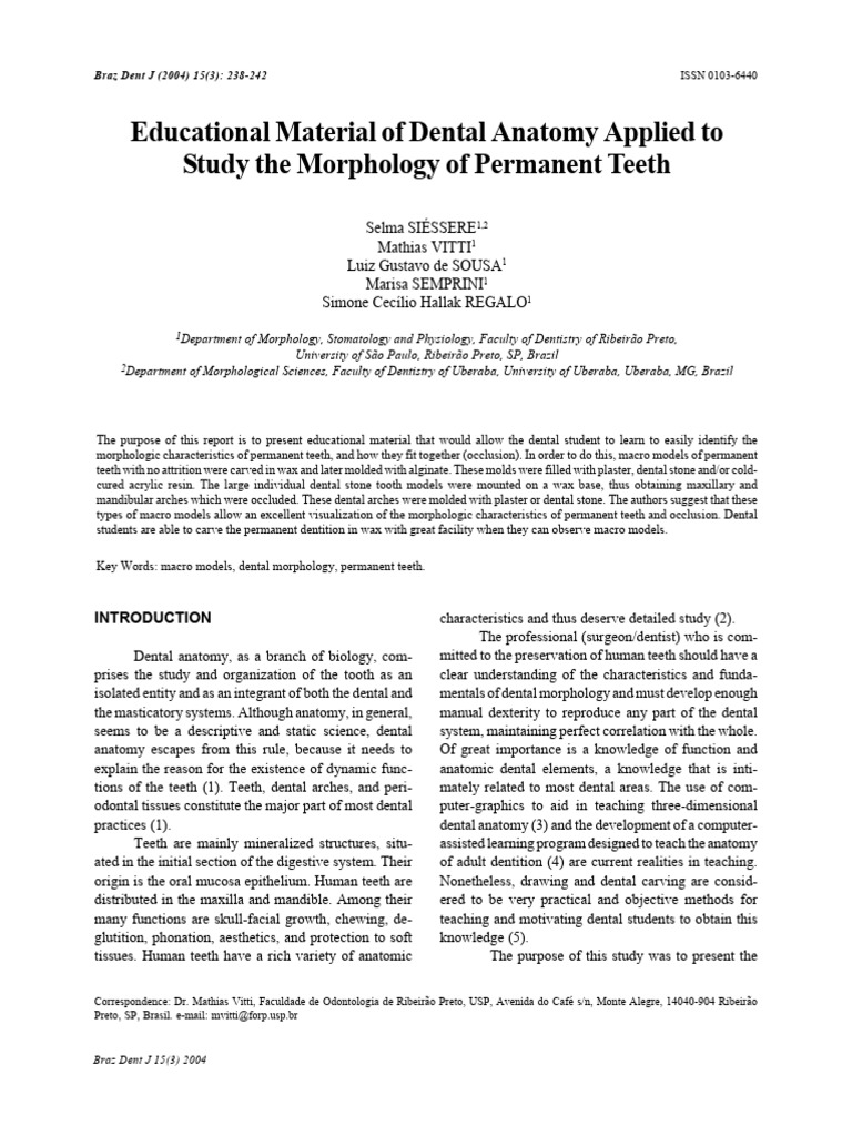 Dental Anatomy Macro Models Guide | PDF | Dental Anatomy | Dentistry