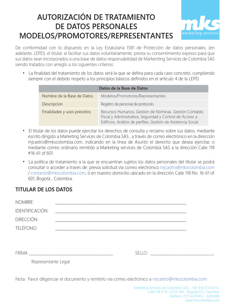 Formato Habeas Data Modelos-Promotores | PDF | Justicia | Crimen y ...