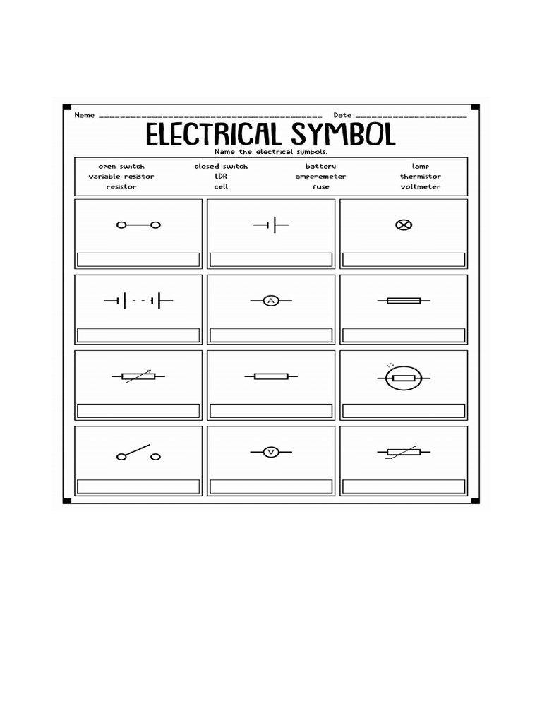 Printablee.com Circuit Symbols Worksheet 18954.Jpg | PDF