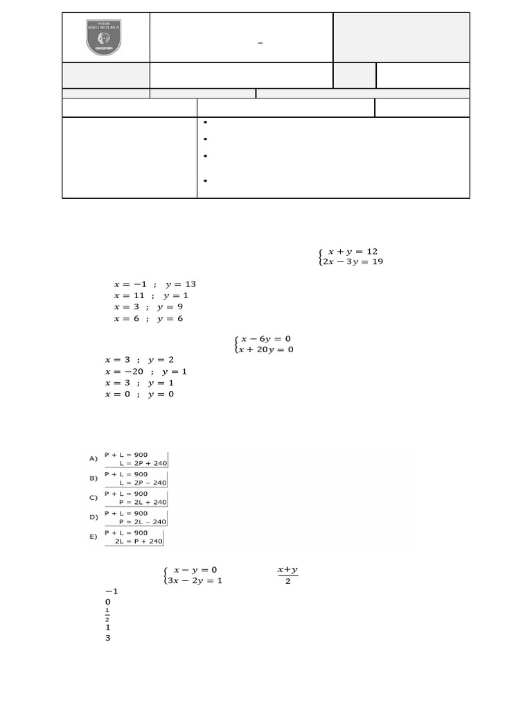 EV4 - 1M - Sistemas de Ecuaciones | PDF | Ecuaciones | Sistema de ecuaciones lineales