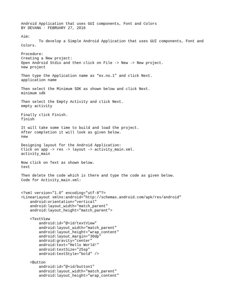 Mad 1 Program | PDF | Color | Android (Operating System)