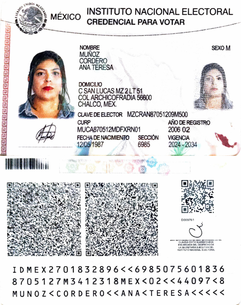 Credencial de Elector INE Ambos Lados | PDF