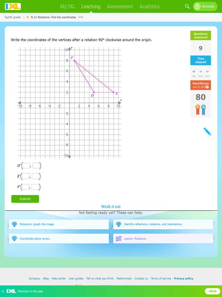 Rotations on the Coordinate Plane | PDF
