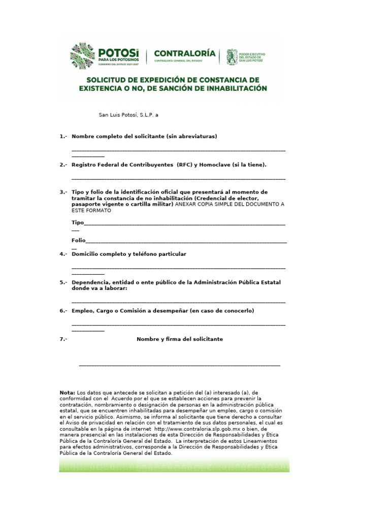 Solicitud de Constancia Inabi | PDF