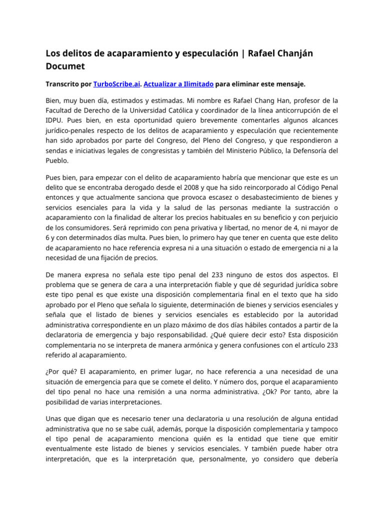 Delitos de acaparamiento y especulación | PDF | Especulación | Castigos