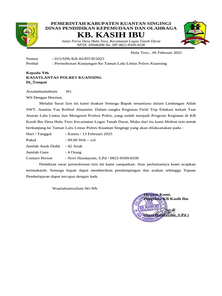 Surat Ijin KB Kasih Ibu - LTD | PDF