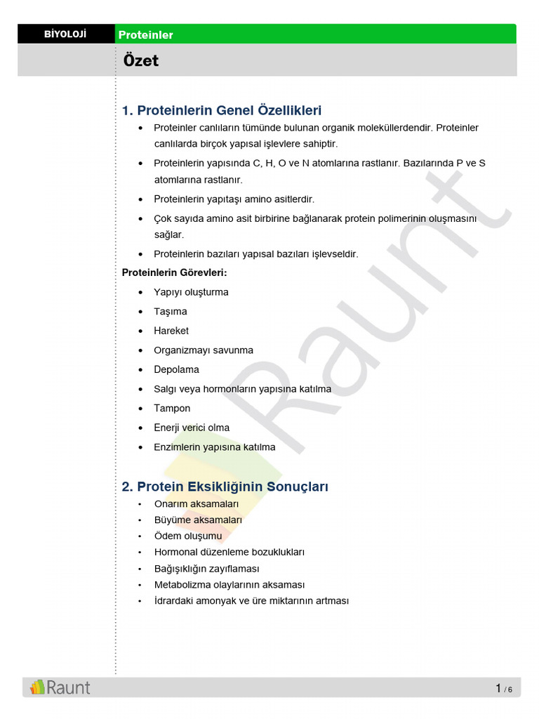 15102954 Proteinler Ozet Raunt UH | PDF