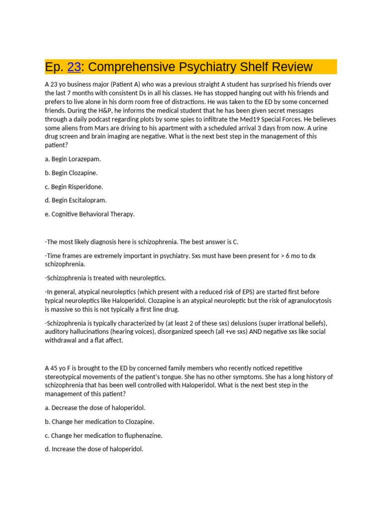 DIP Psych Comp Review | PDF | Antipsychotic | Benzodiazepine