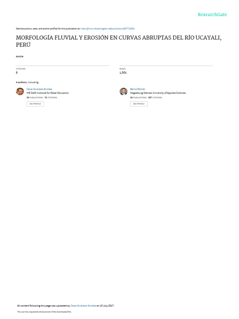 Morfologia Fluvial y Erosion en Curvas Abruptas De | PDF | Río ...