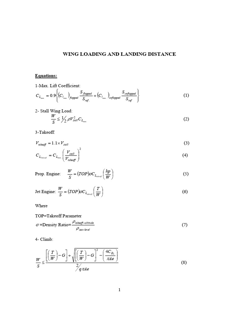 Wing Loading and Wing Geometry | PDF | Takeoff | Aircraft