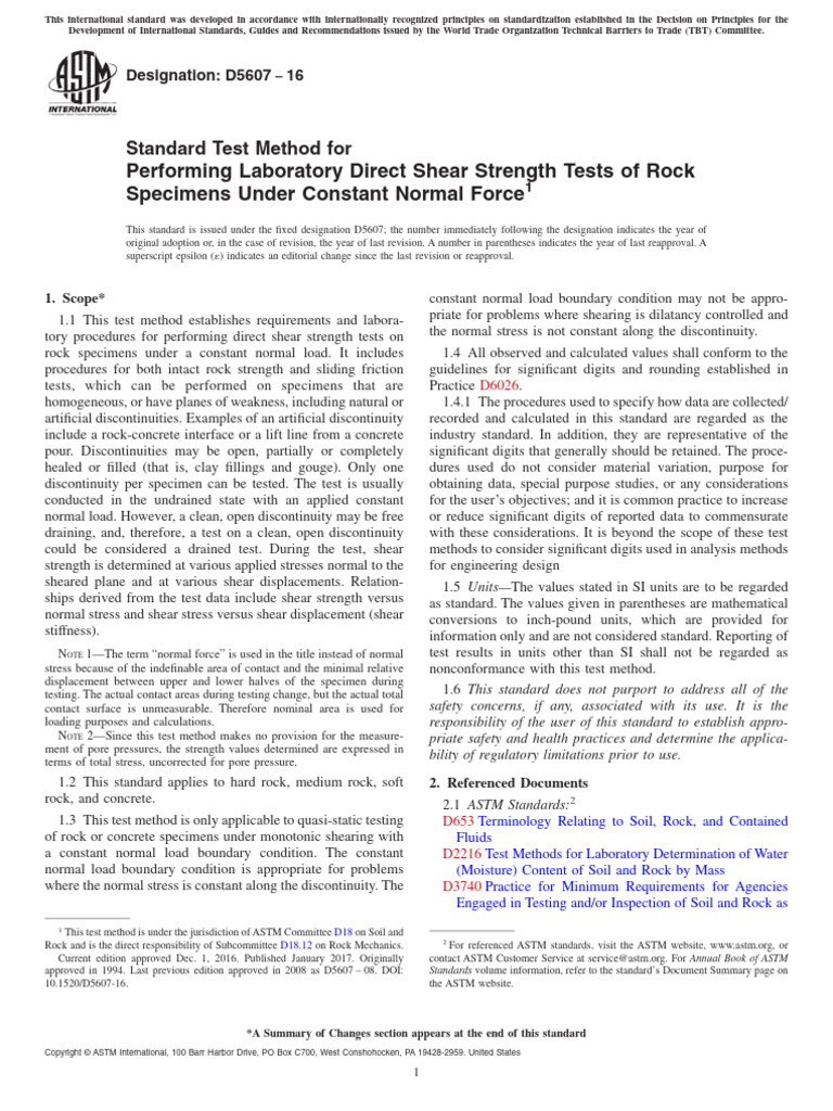 ASTM D5607 Direct Shear Test Method | PDF | Stress (Mechanics) | Fracture