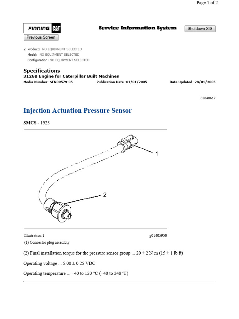 Injection Actuation Pressure Sensor | PDF