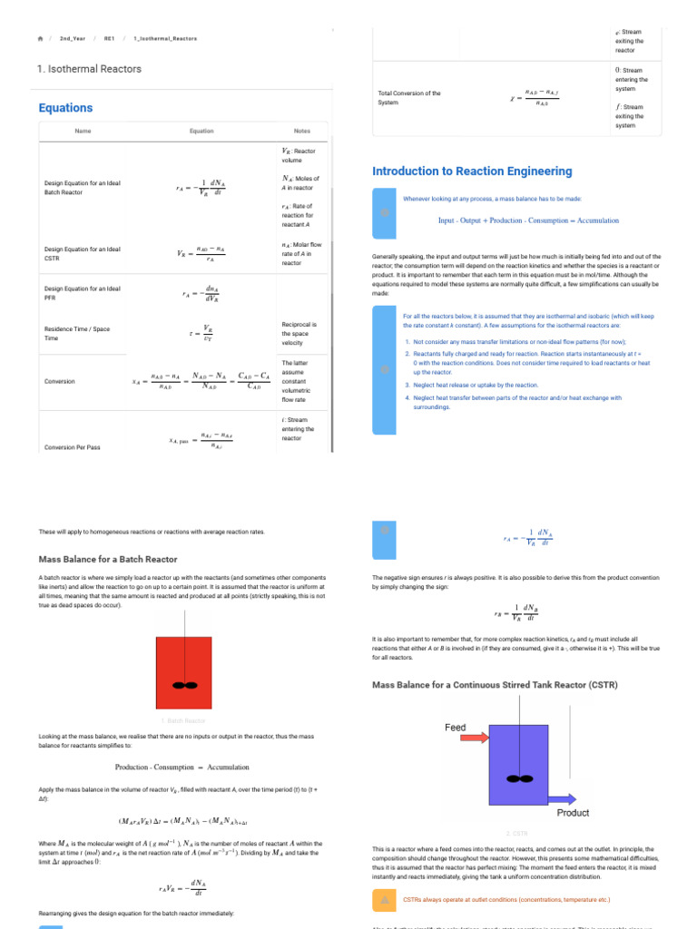 Isothermal Reactors - Imperial ChemEng Wiki | PDF | Chemical Reactor ...