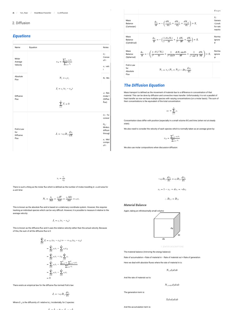 Diffusion - Imperial ChemEng Wiki | PDF | Diffusion | Flux