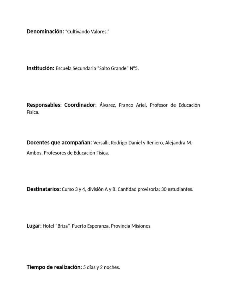 Proyecto Vida en La Naturaleza. | PDF | Aprendizaje | Experiencia