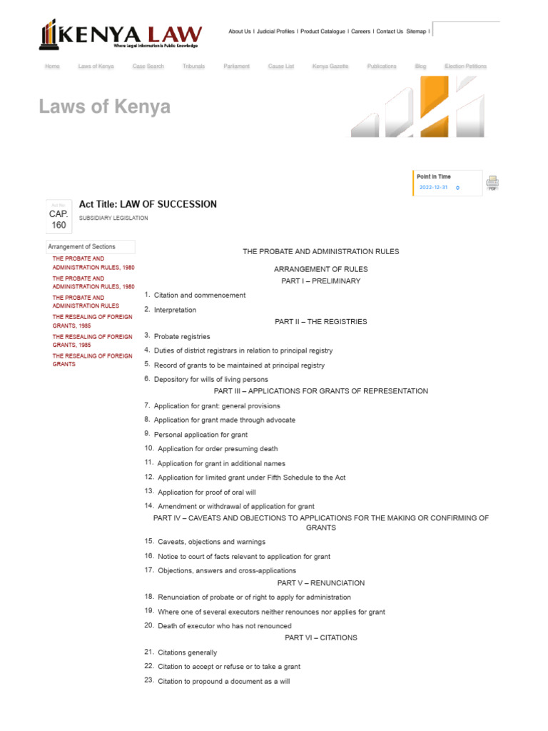 Kenya Probate and Administration Rules | PDF | Probate | Will And Testament