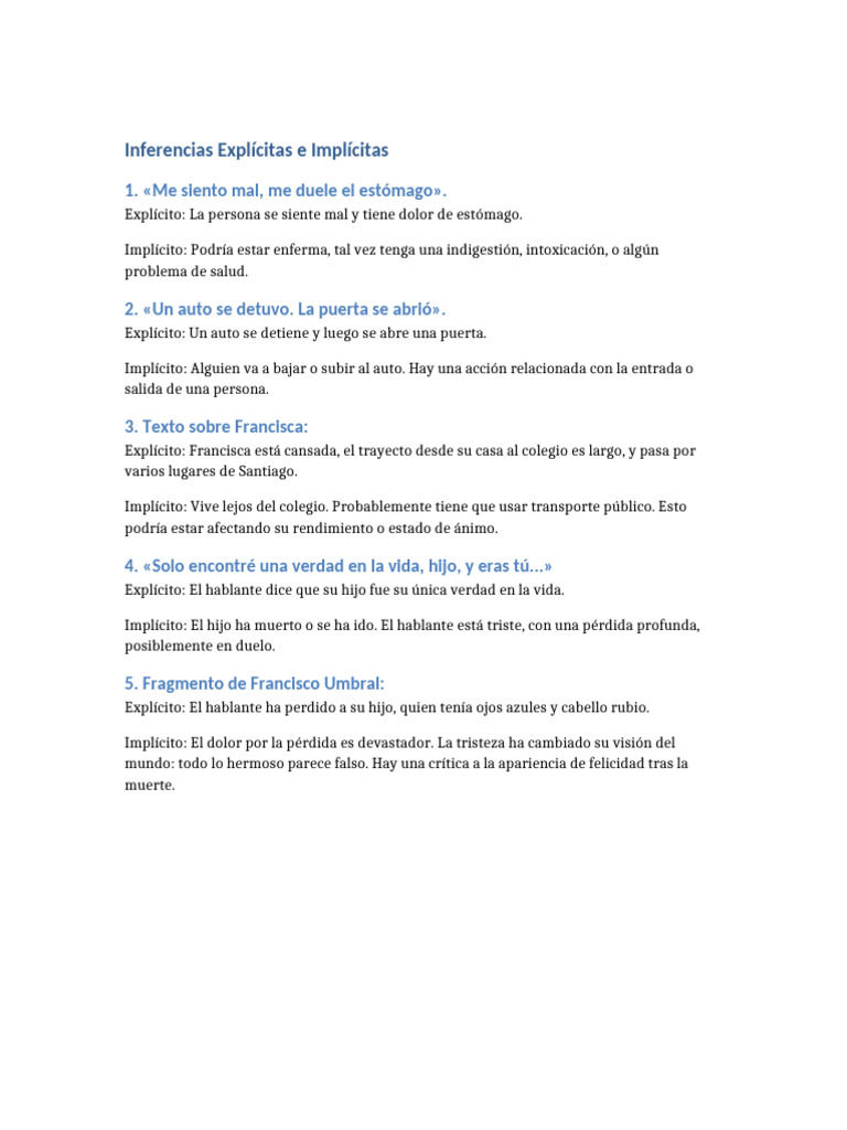 Inferencias: Ejemplos Explícitos e Implícitos | PDF