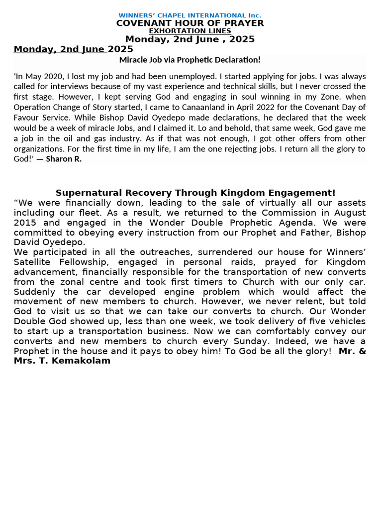 CHOP Documented Testimonies_2nd June 2025 | PDF