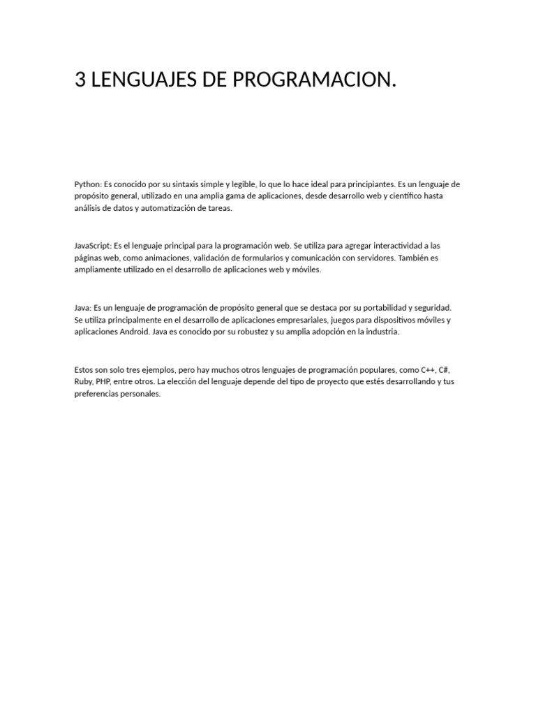 3 Lenguajes de Programacion | PDF