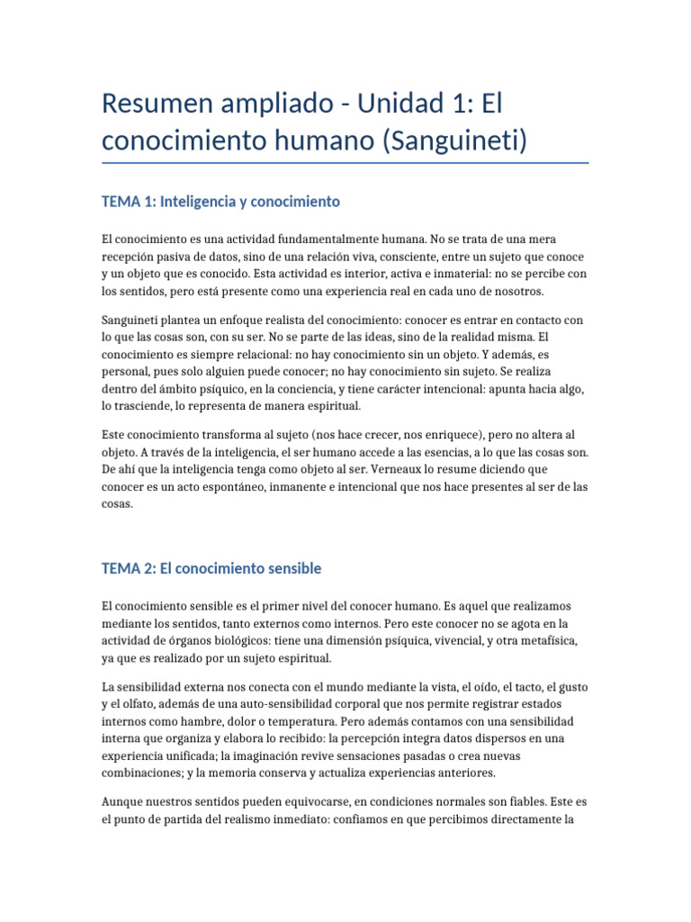 Conocimiento humano: inteligencia y autoconocimiento | PDF ...