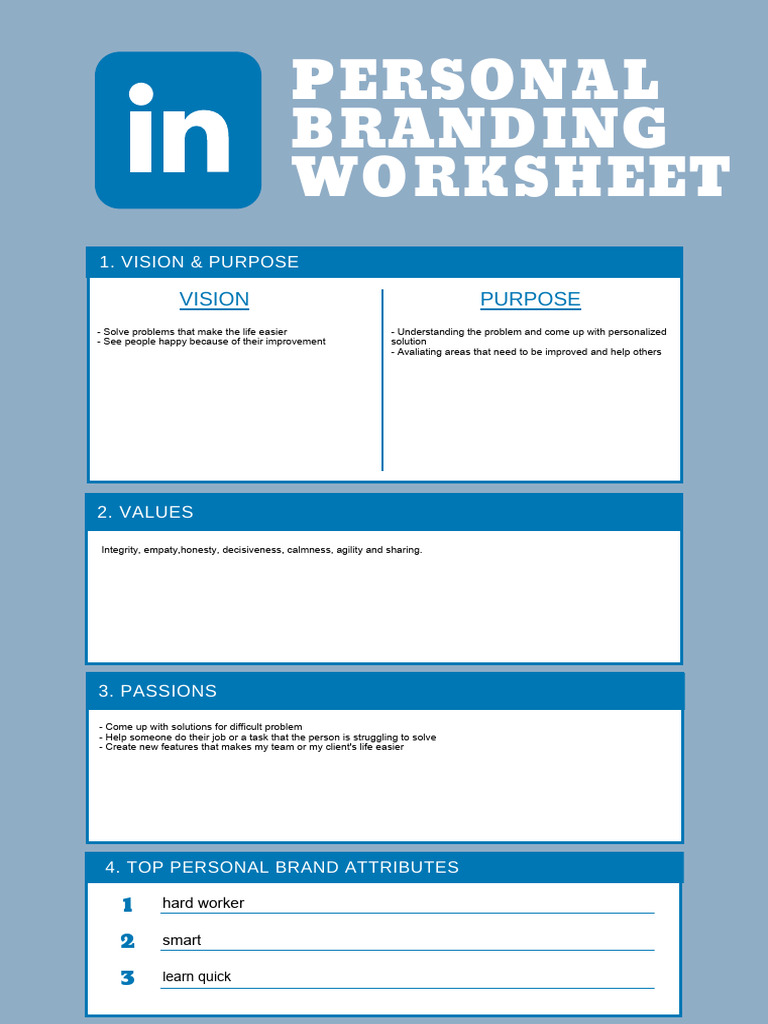 Personal Branding Worksheet Download | PDF