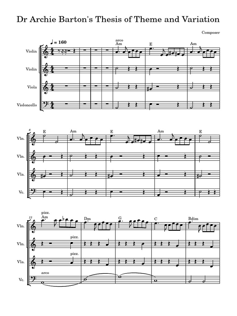 Theme and Variation Thesis by Dr. Barton | PDF | String Instruments ...