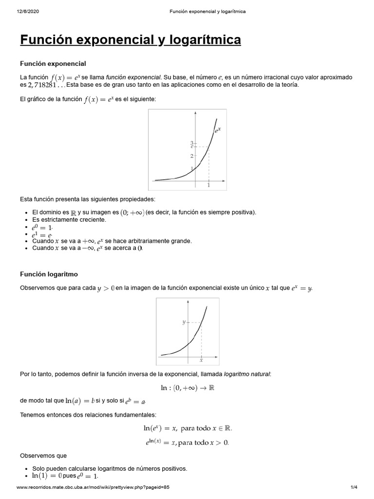 Función Exponencial y Logarítmica | PDF | Logaritmo | Función (Matemáticas)
