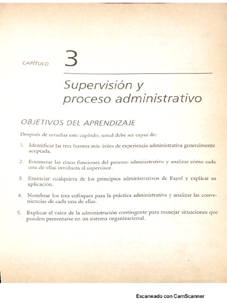 Capitulo 3 Supervision y Proceso Administrativo | PDF