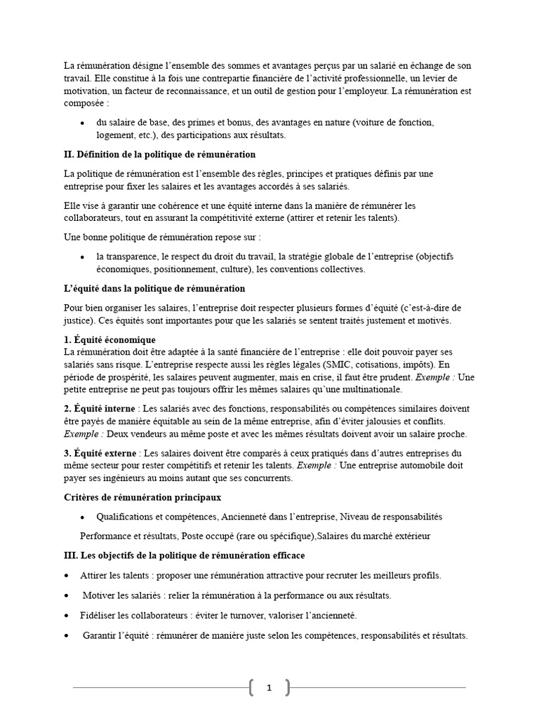 Politique de Rémunération et Motivation | PDF | Gestion des ressources ...