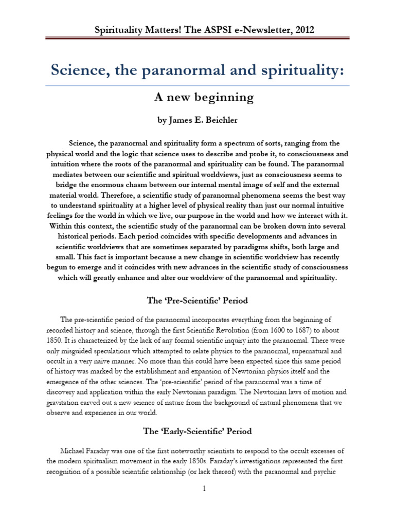 Science and the Paranormal Spectrum | PDF | Parapsychology | Telepathy