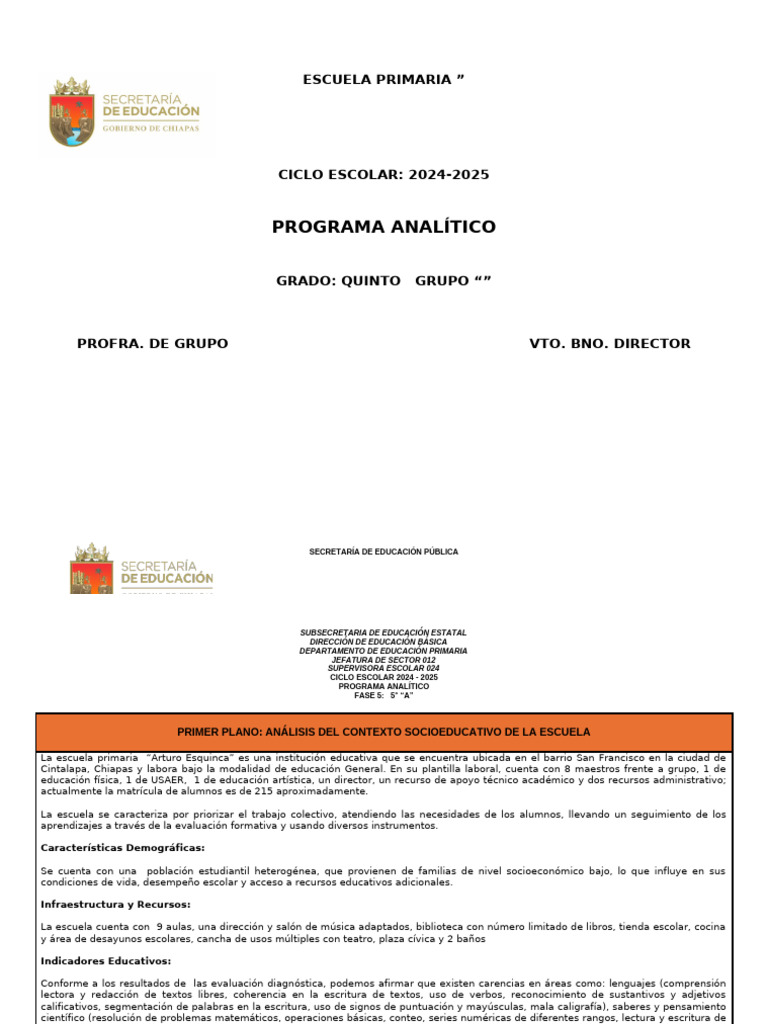 Plan Analítico Quinto Grado | PDF | Dieta | Imán