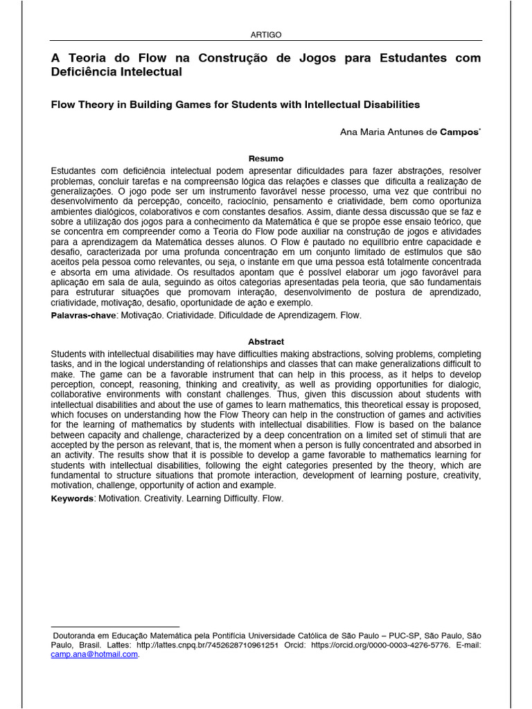 A Teoria Do Flow Na Construção de Jogos para Estudantes | PDF ...