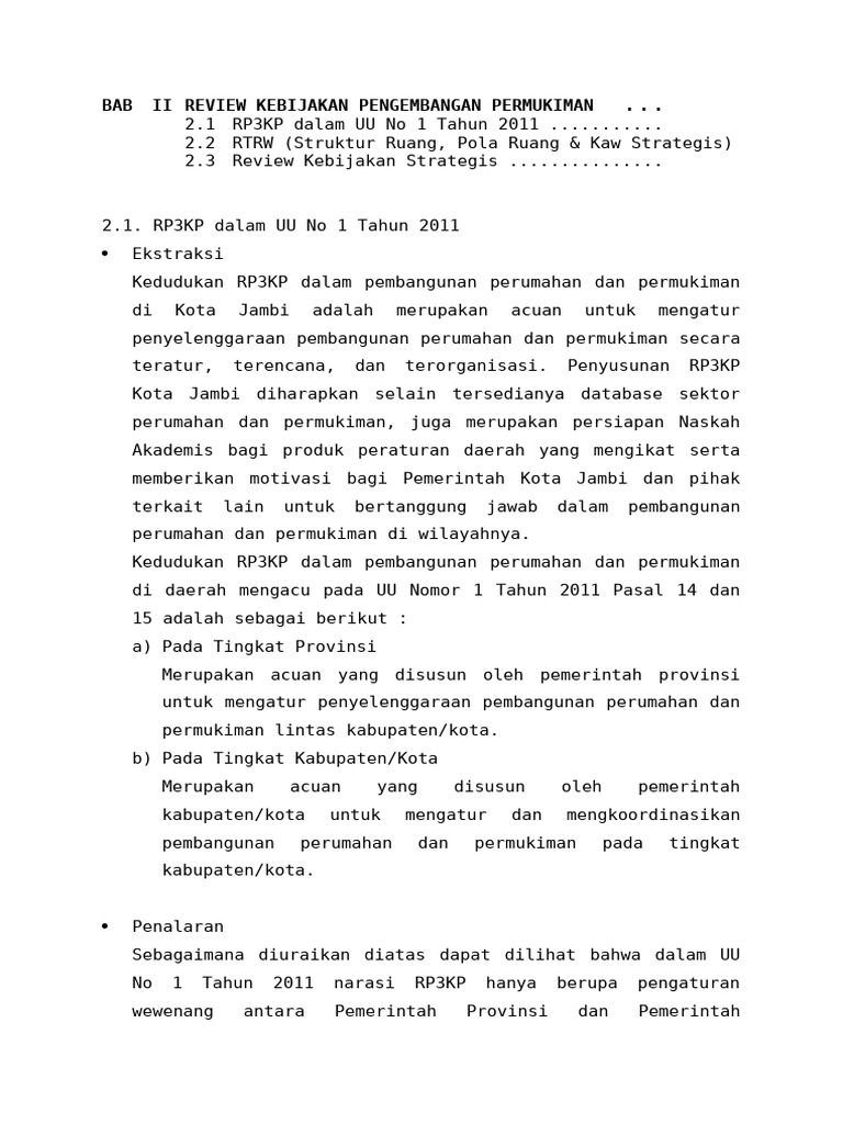 Kebijakan RP3KP dan RTRW Kota Jambi | PDF