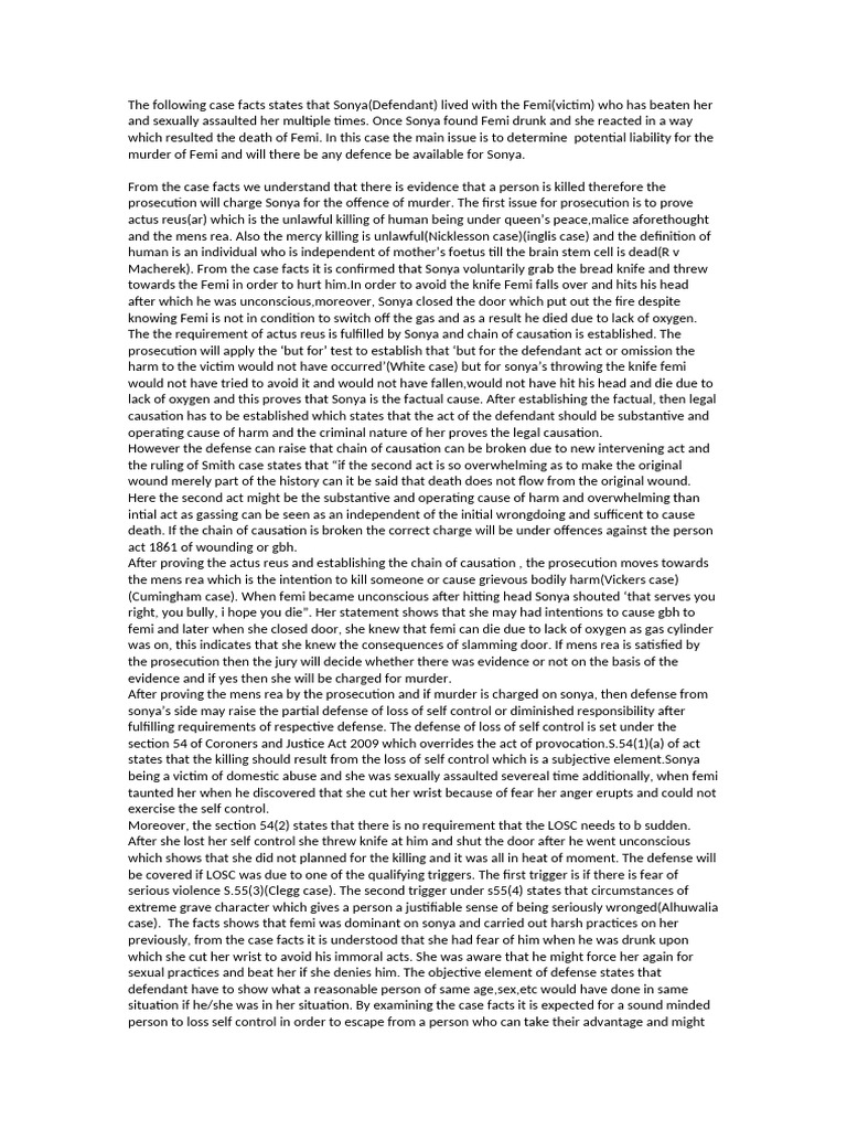 sonya and femi case criminal. | PDF | Mens Rea | Causation (Law)