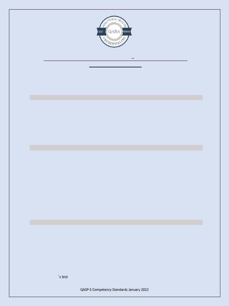 QASP-S Competency Standards Overview | PDF | Reinforcement ...
