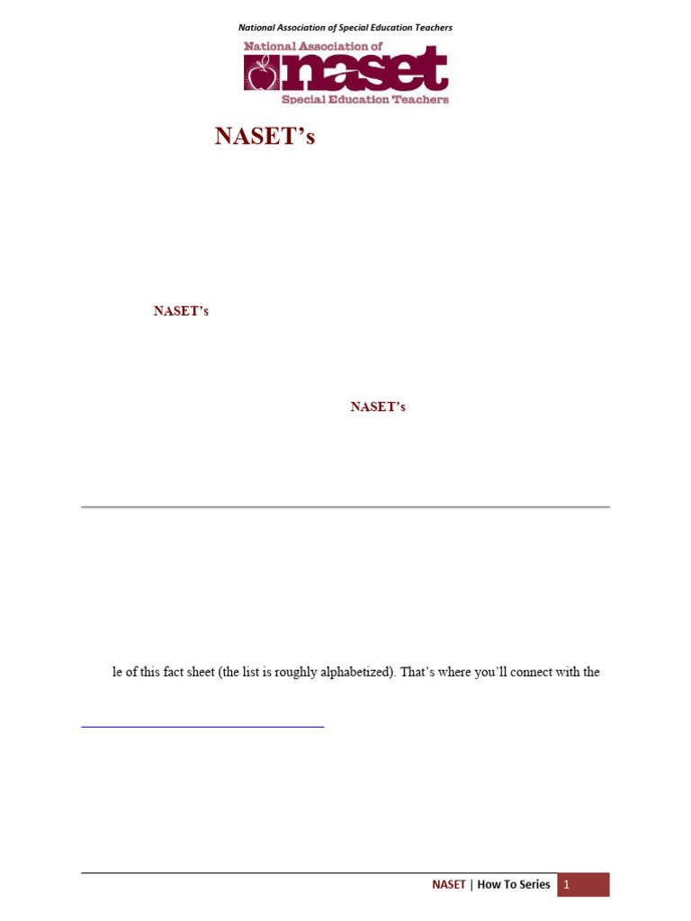 NASET Functional Behavioral Assessment and Behavor Intervention Plan A ...