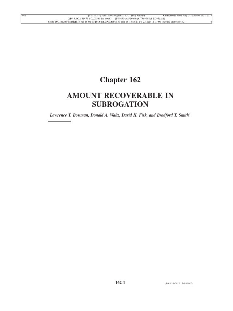 Amount Recoverable in Subrogation | PDF | Subrogation | Insurance