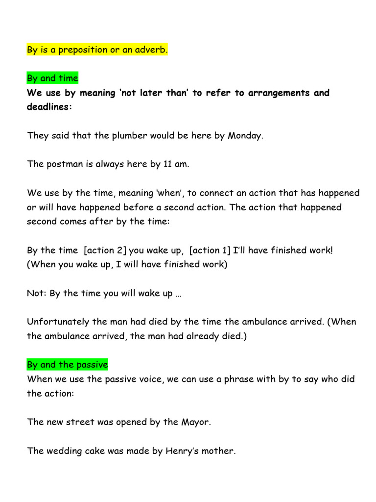 Use of By, Preposition - By, How To Use - by | PDF | Semantic Units ...