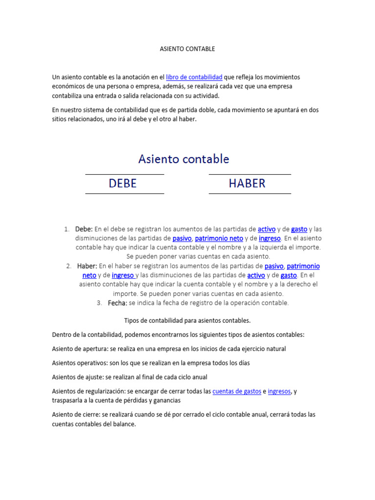 Asiento Contable | PDF
