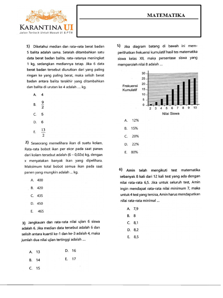 Penalaran MTK (Statistika) | PDF