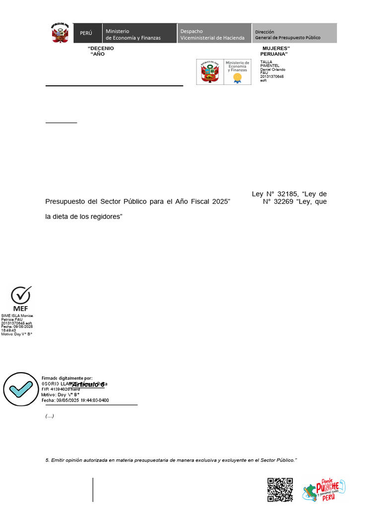 HR 069947 2025 Oficio Circular N 0074 2025 Ef 50 07 R | PDF | Presupuesto | Presupuesto del gobierno
