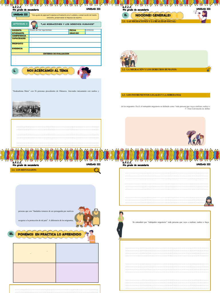 4° DPCC -ACTV.03-UNI.3 2025.Imp. | PDF | Migración humana | Alto Comisionado de las Naciones ...