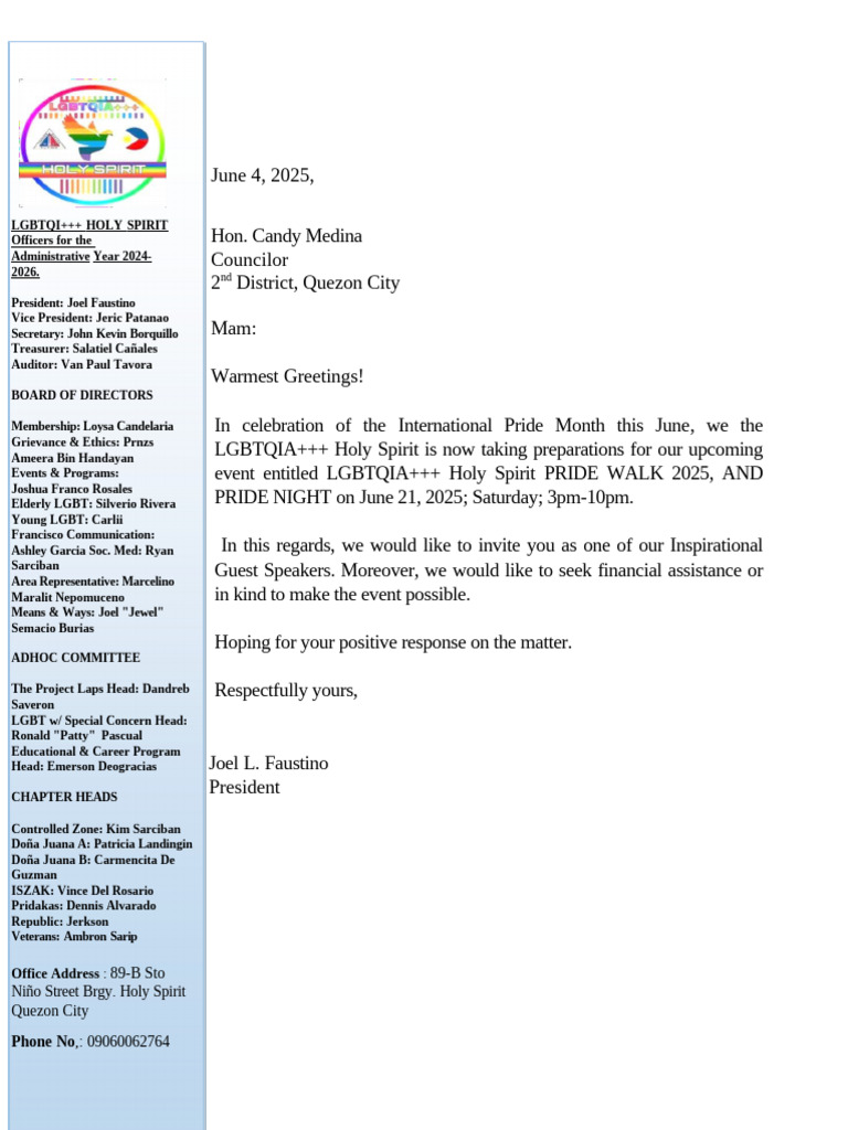 Hon. Candy Medina Sagayla Letter | PDF