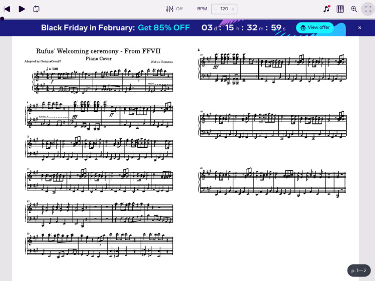 Ffvii Rufus' Welcoming Ceremony - Nobuo Uematsu RufusWelcomePiano Sheet ...