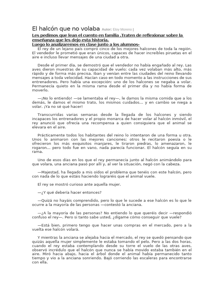 El Halcón Que No Volaba CUENTO 11A Y B | PDF