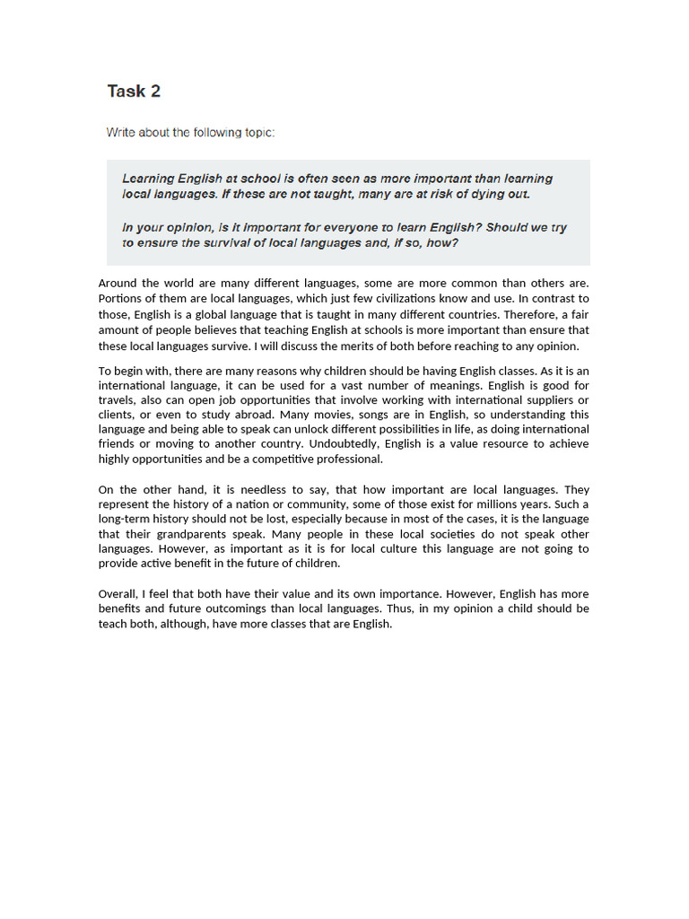 IELTS Practice Academic Writing Test - Task 2 | PDF