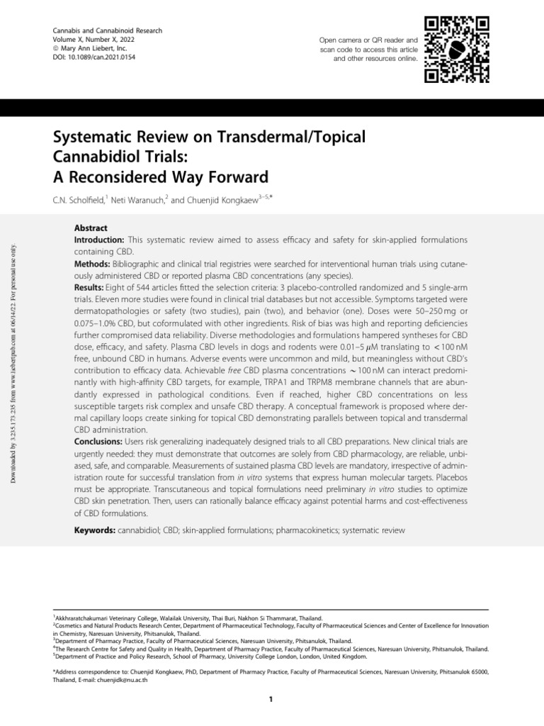 Efficacy of Topical CBD Formulations | PDF | Pharmacokinetics | Dermatitis