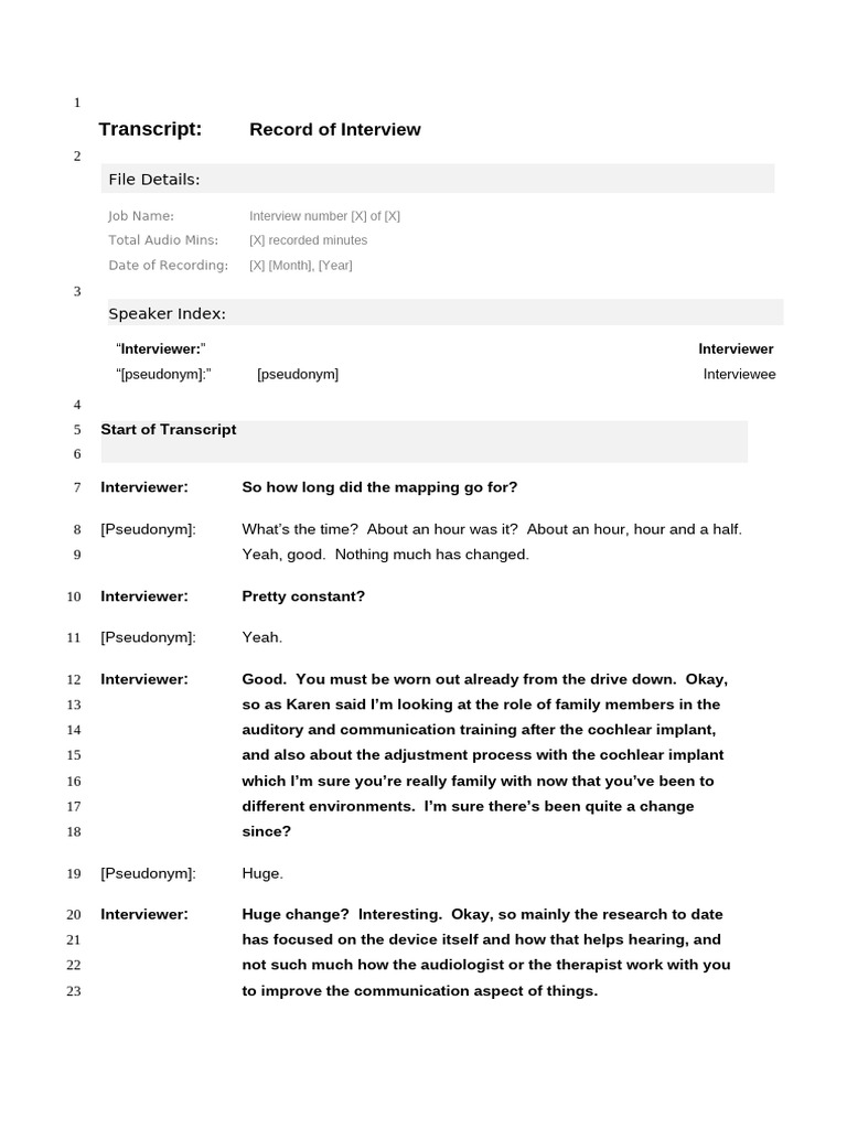 Template For Interview Transcript | PDF